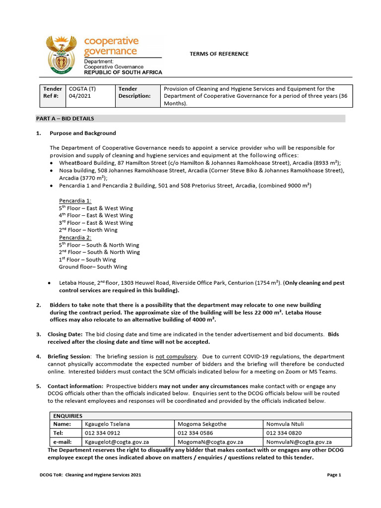 Cleaning Services Tender 2021 | PDF | Disinfectant | Toilet