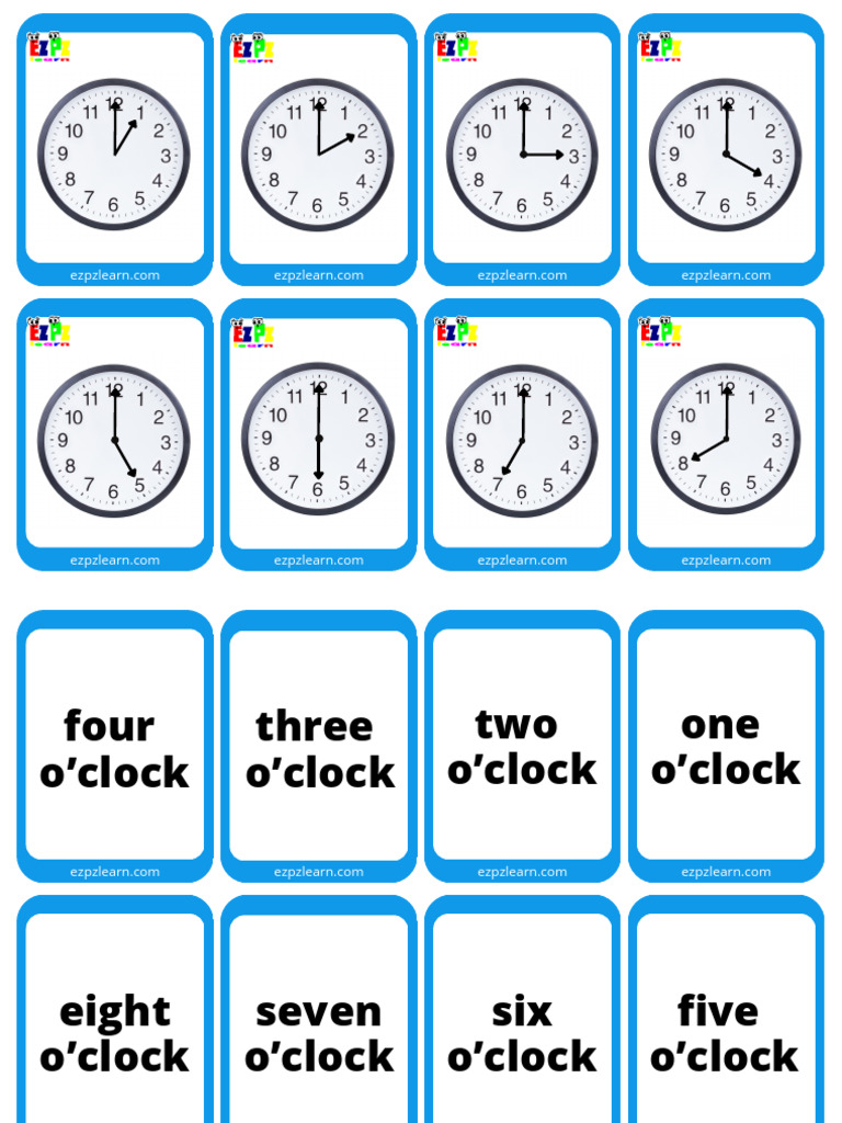 Telling Time Mini Flashcards | PDF