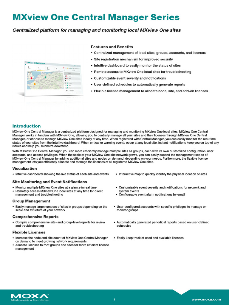 moxa-mxview-one-central-manager-series-datasheet-v1.0 | PDF | Computing ...