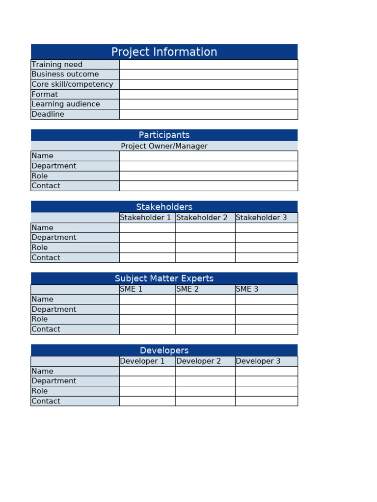 eLearning Project Plan Template | PDF | Engineering