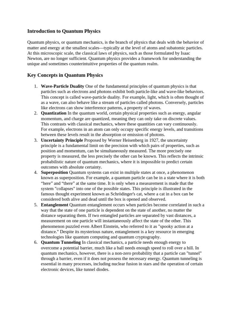 Introduction to Quantum Physics Concepts | PDF | Quantum Mechanics | Photon