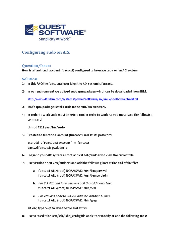 Configure Sudo on AIX for Funcacct | PDF | Sudo | Superuser