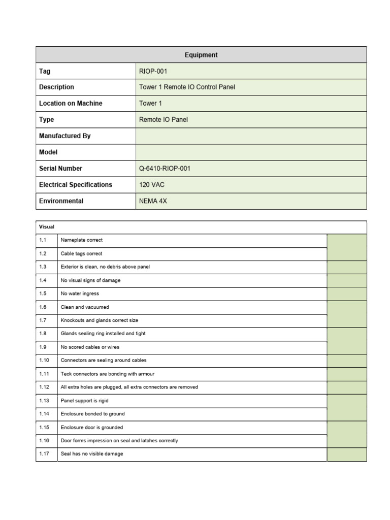 Checksheet | PDF