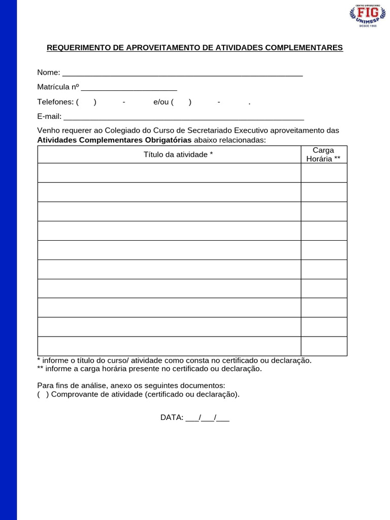 Registro de Atividades Complementares | PDF