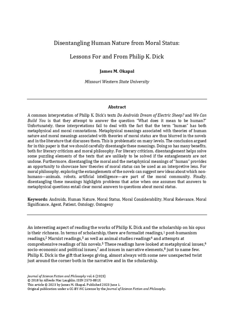 Disentangling Human Nature From Moral Status | PDF | Metaphysics | Empathy