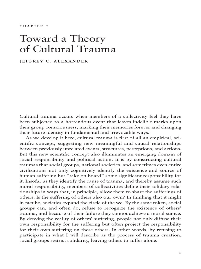 Understanding Cultural Trauma | PDF | Psychological Trauma | Psychoanalysis