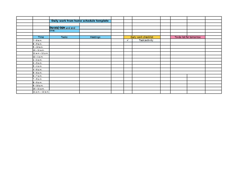 Daily Work From Home Schedule Template | PDF | Career & Growth