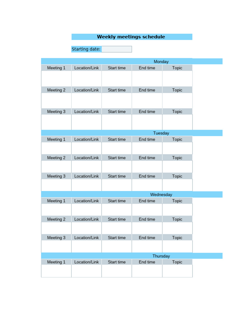 Weekly Meetings Schedule | PDF