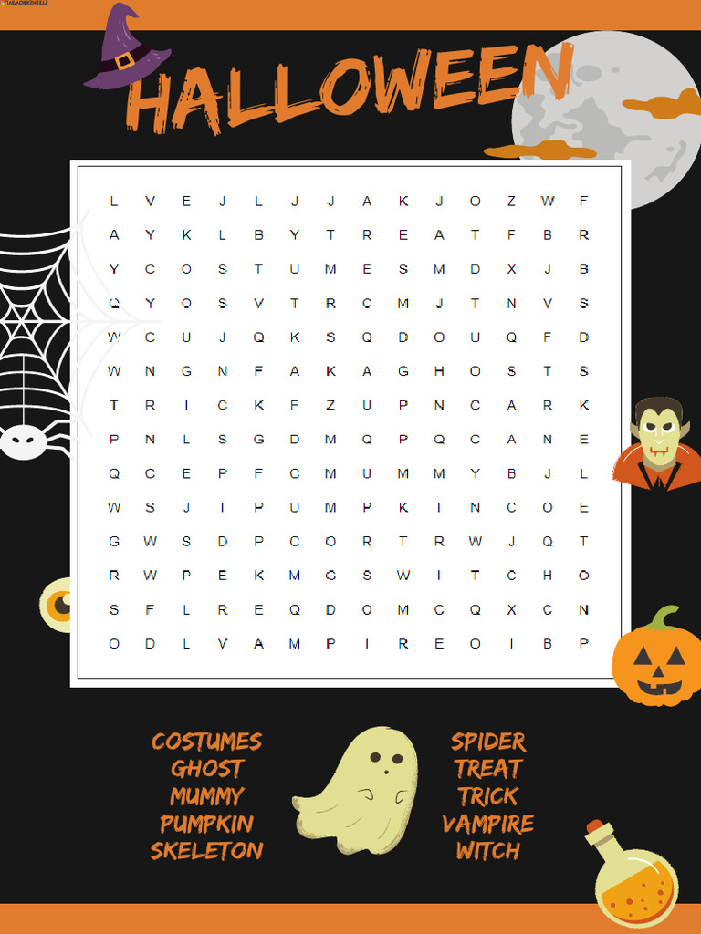 4º. Halloween. Sopa de Letras 2 | PDF