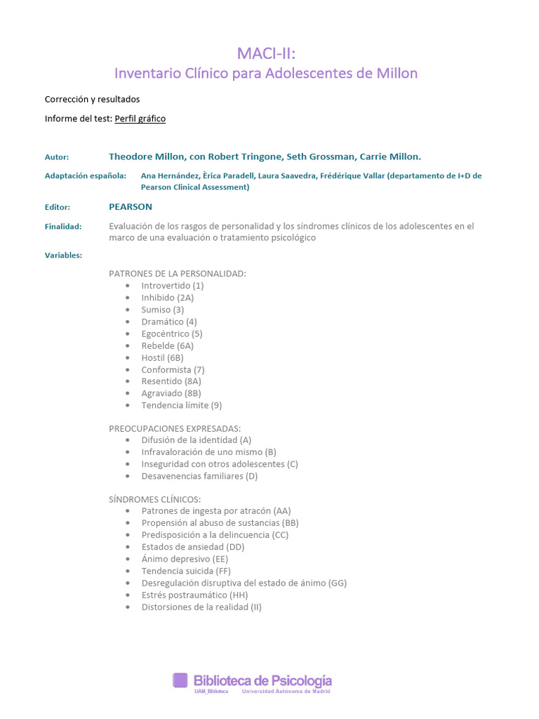 Maci Ii | PDF | Manual Diagnóstico y Estadístico de los Trastornos ...