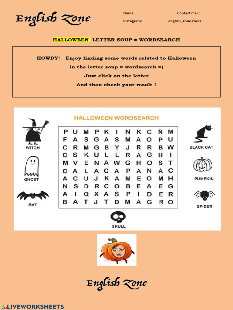 4º. Halloween. Sopa de Letras | PDF