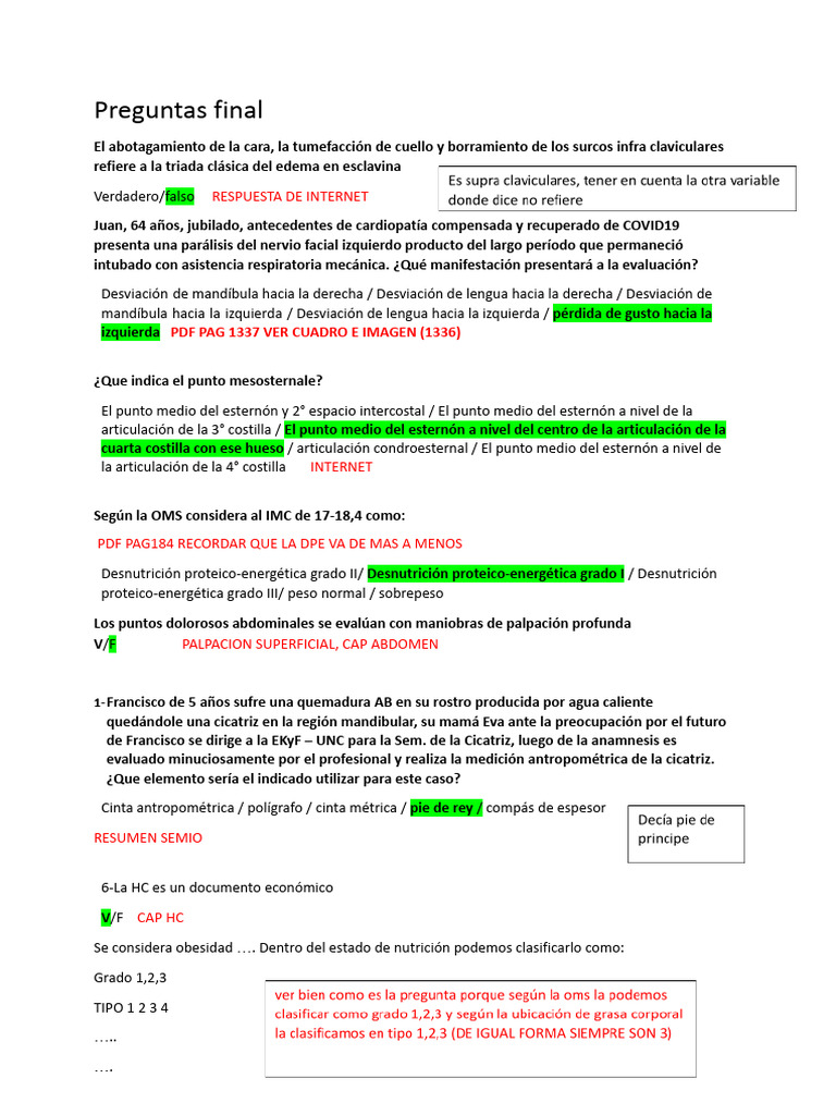 Preguntas Final | PDF | Medicina CLINICA | Especialidades Medicas