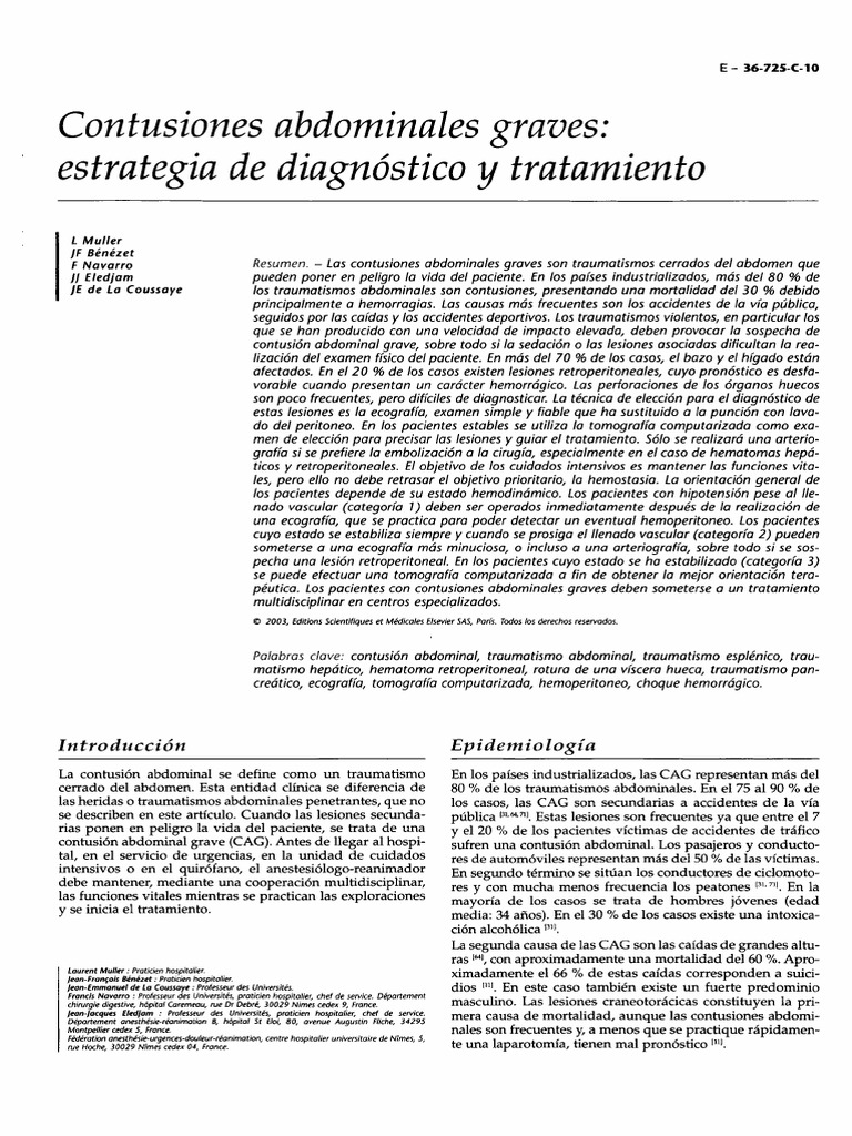 Contusiones Abdominales Graves Emc | PDF | Enfermedades y trastornos ...
