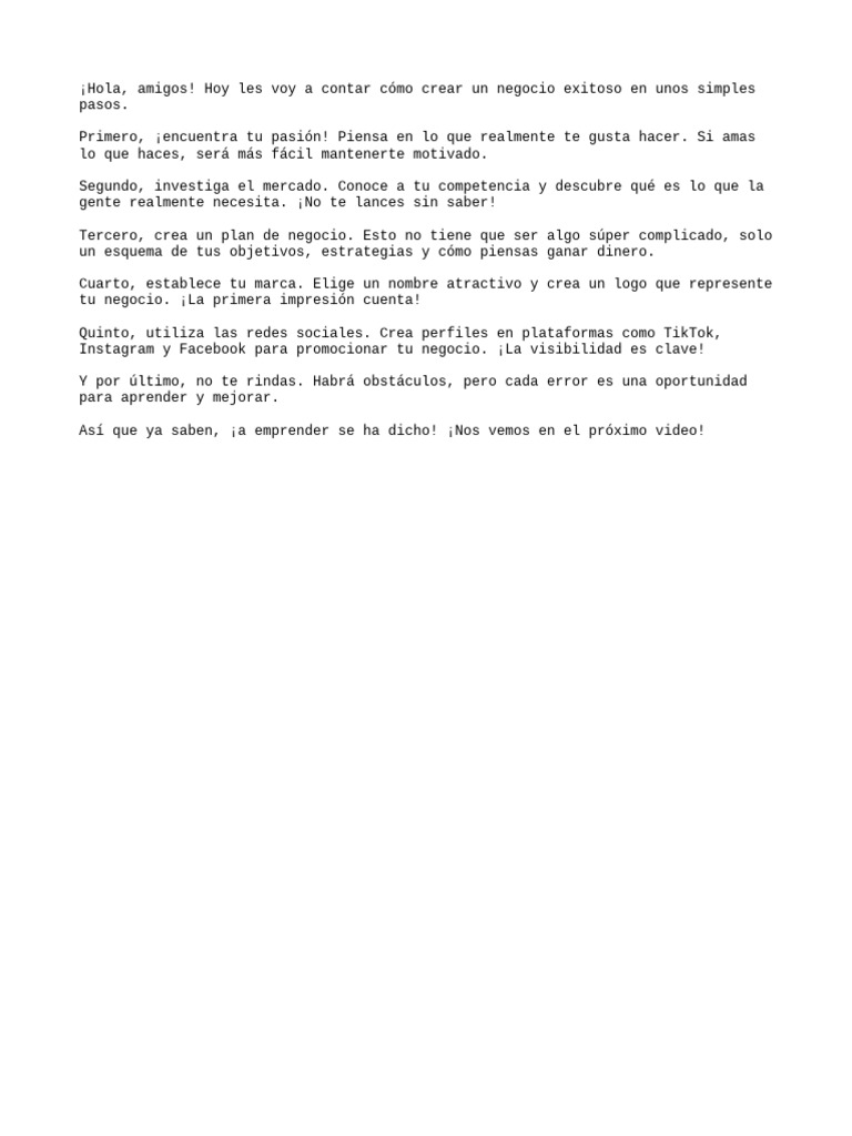 Como Crear Un Negocio Exitoso Pdf