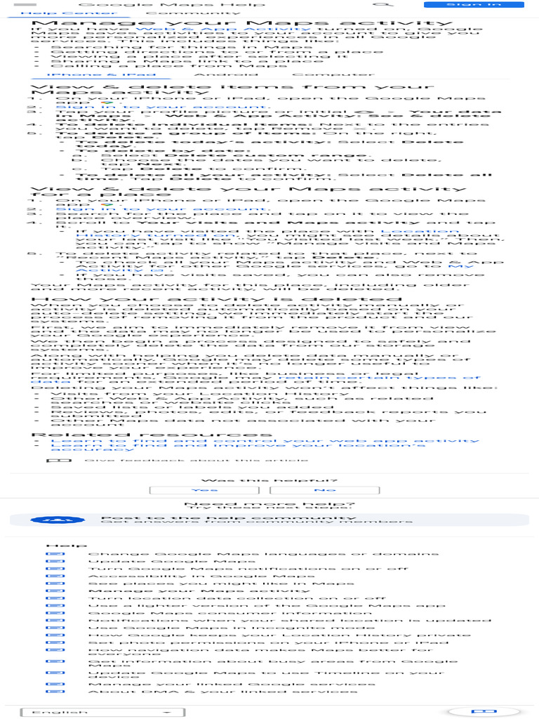 Delete Google Maps History on iPhone | PDF | I Pad | I Phone