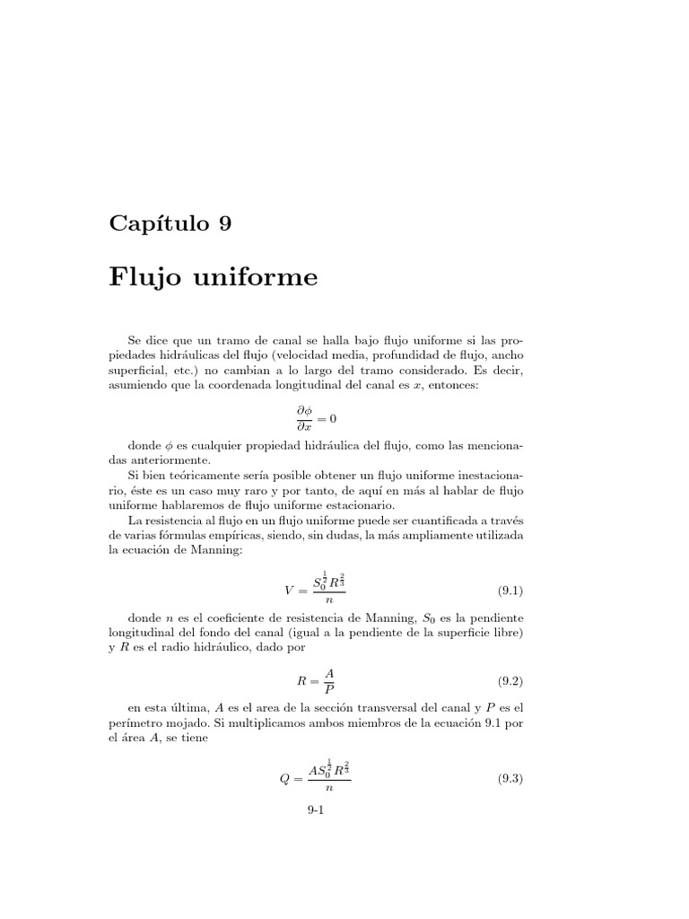 Flujo Uniforme en Canales | PDF | Descarga (hidrología)