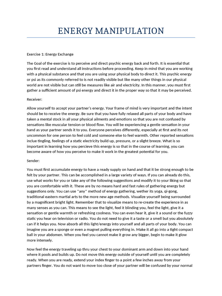 Energy Manipulation-1 | PDF | Perception | Emotions