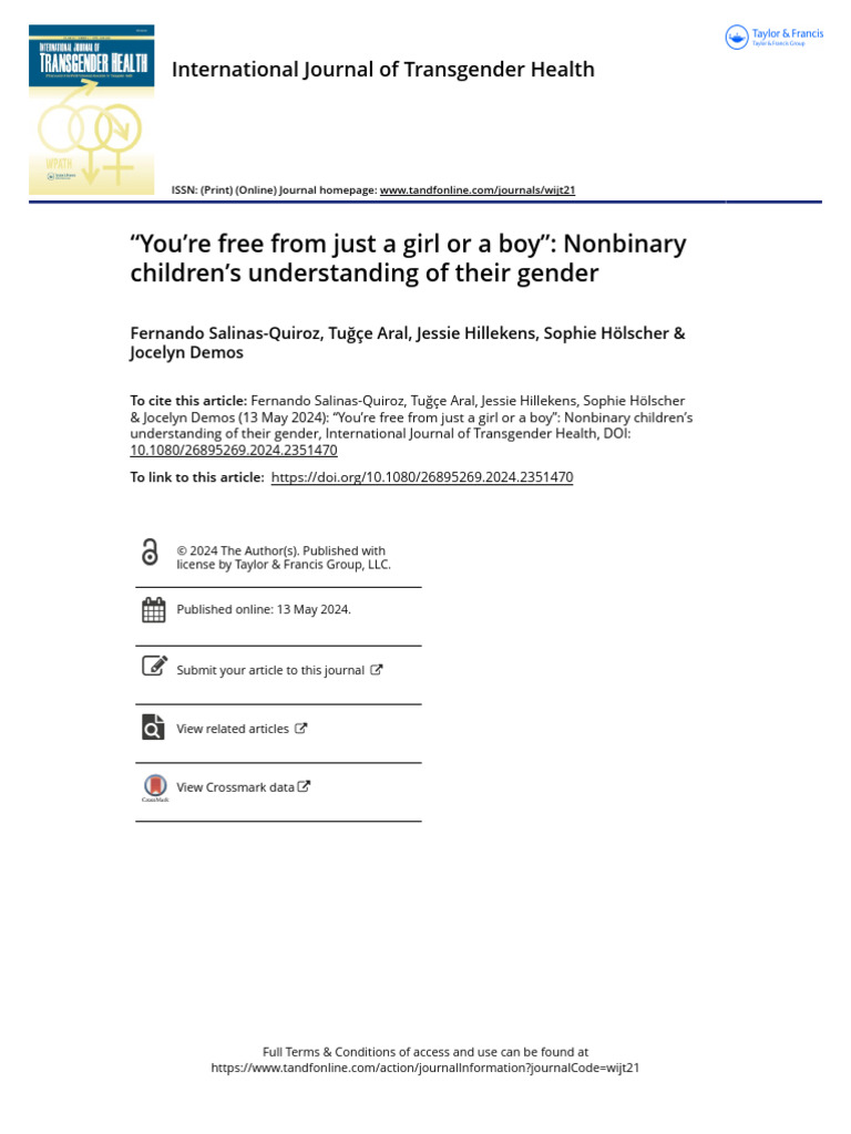 You Re Free From Just A Girl or A Boy Nonbinary Children S Understanding of Their Gender | PDF ...