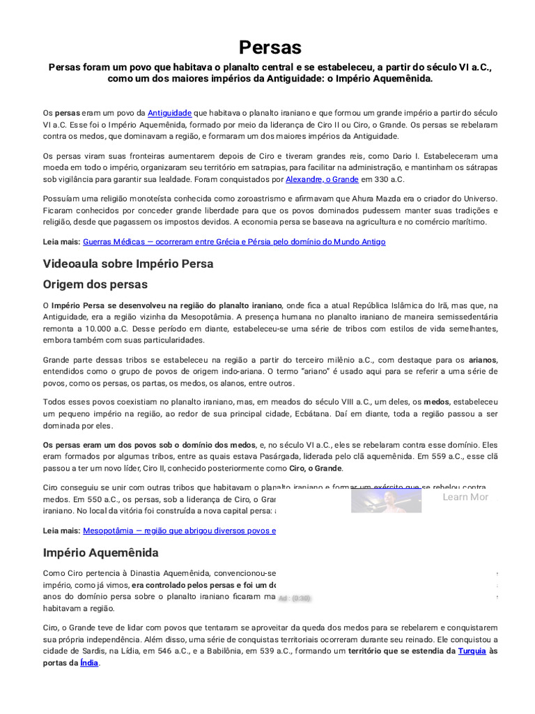 Persas - Origem, Economia, Sociedade, Religião - Brasil Escola | PDF ...