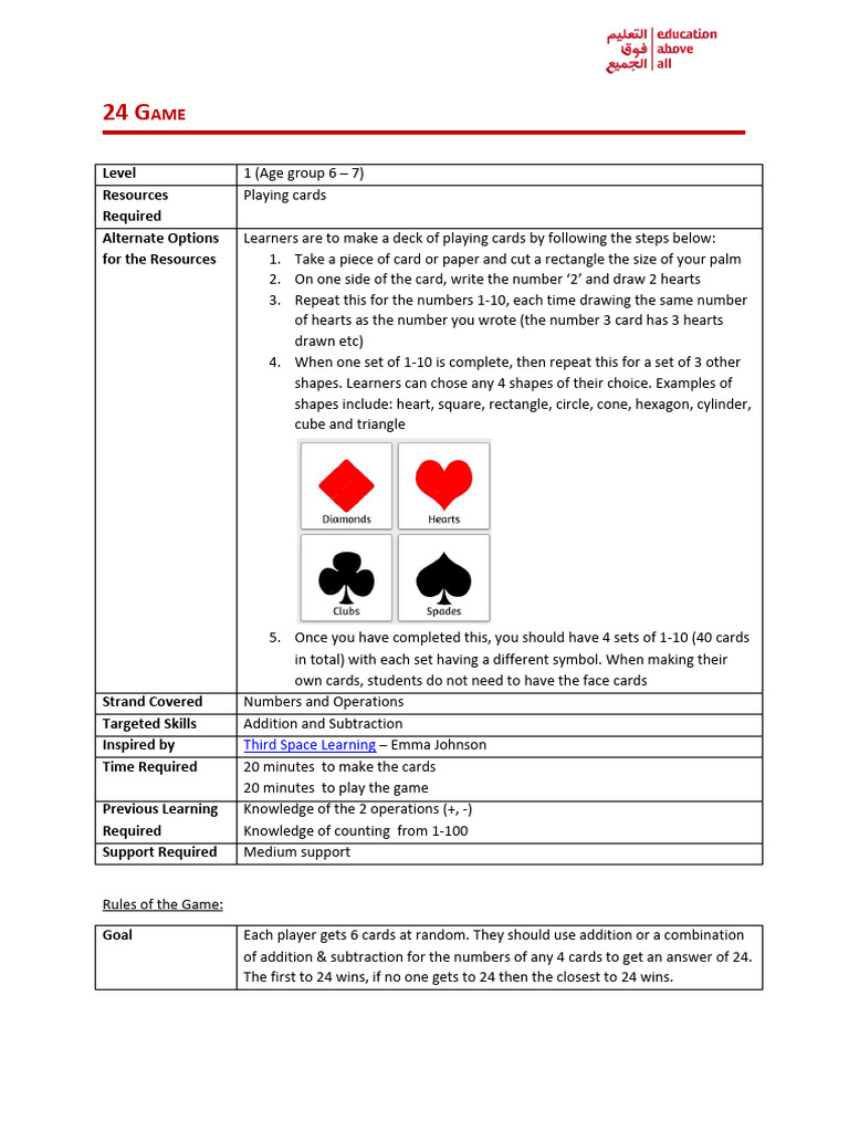 24 Game | PDF | Euclidean Geometry