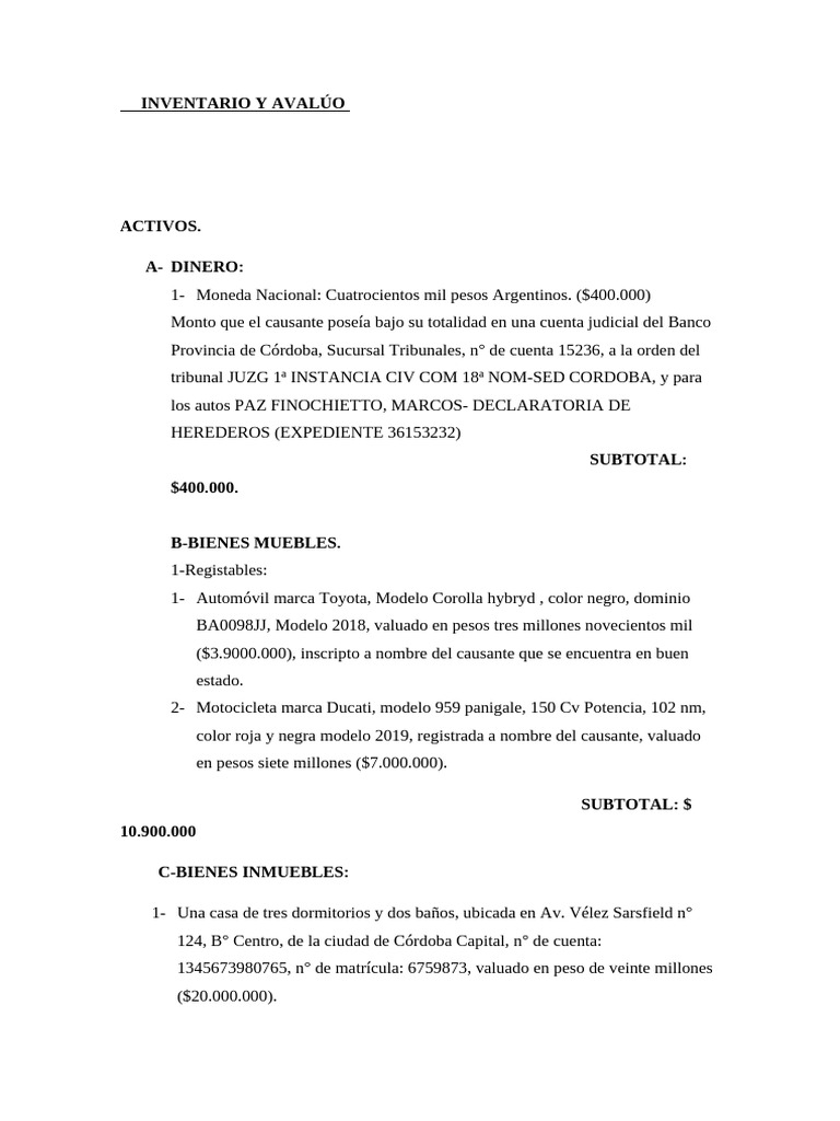 INVENTARIO Y AVALÚO Parte 2 | PDF | Herencia