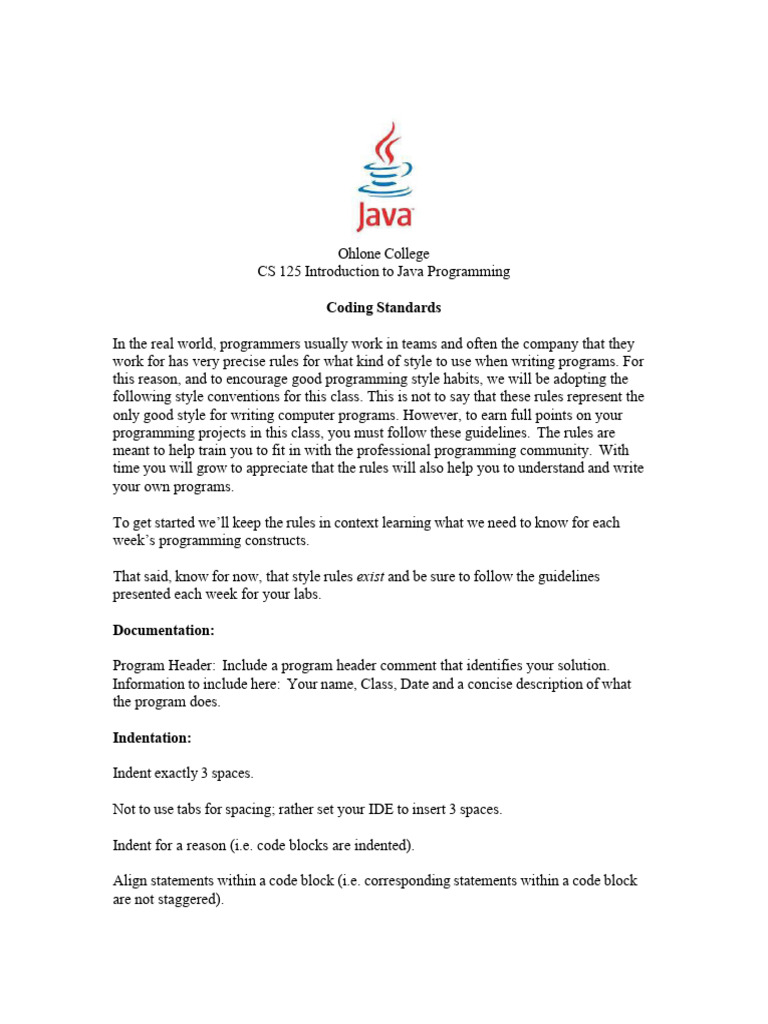 w1 Codingstandards | PDF