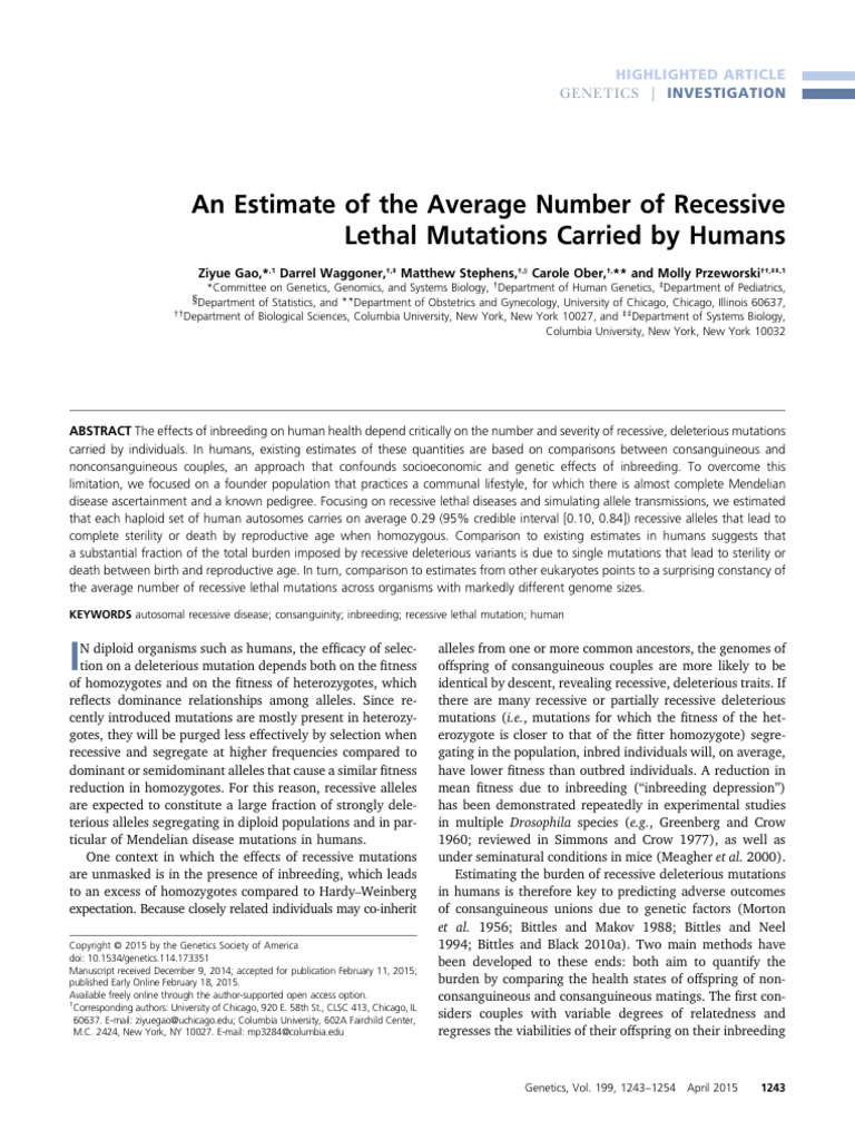 Lethal Genes | PDF | Dominance (Genetics) | Inbreeding