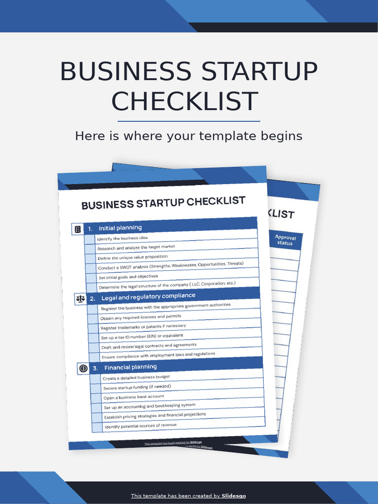 Business Startup Checklist by Slidesgo | PDF | Startup Company | Small ...