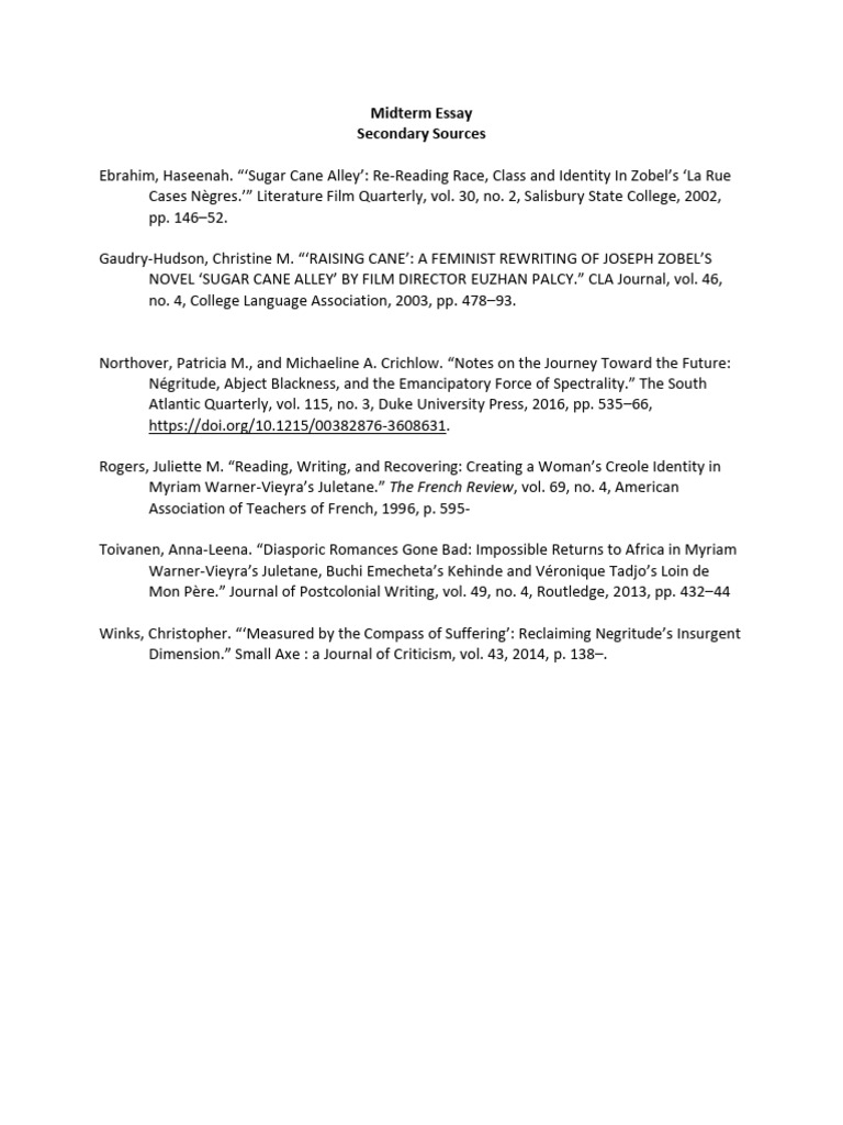 Midterm Essay Secondary Sources | PDF