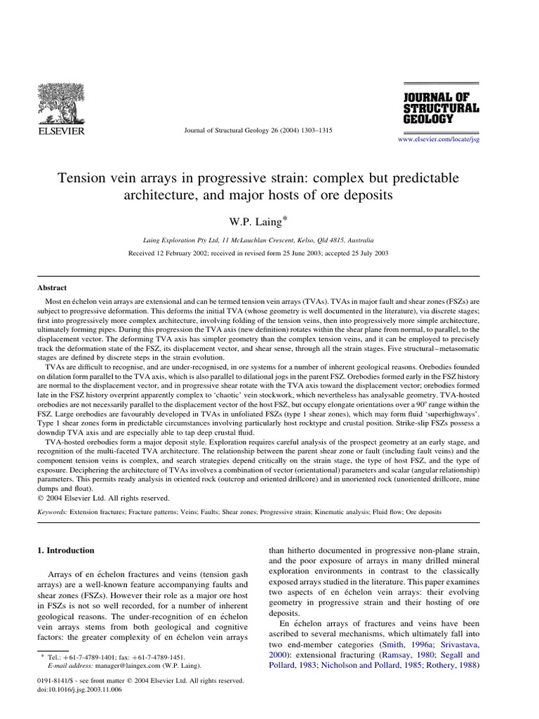 Laing 2004 Tension Vein | PDF | Structural Geology | Fault (Geology)