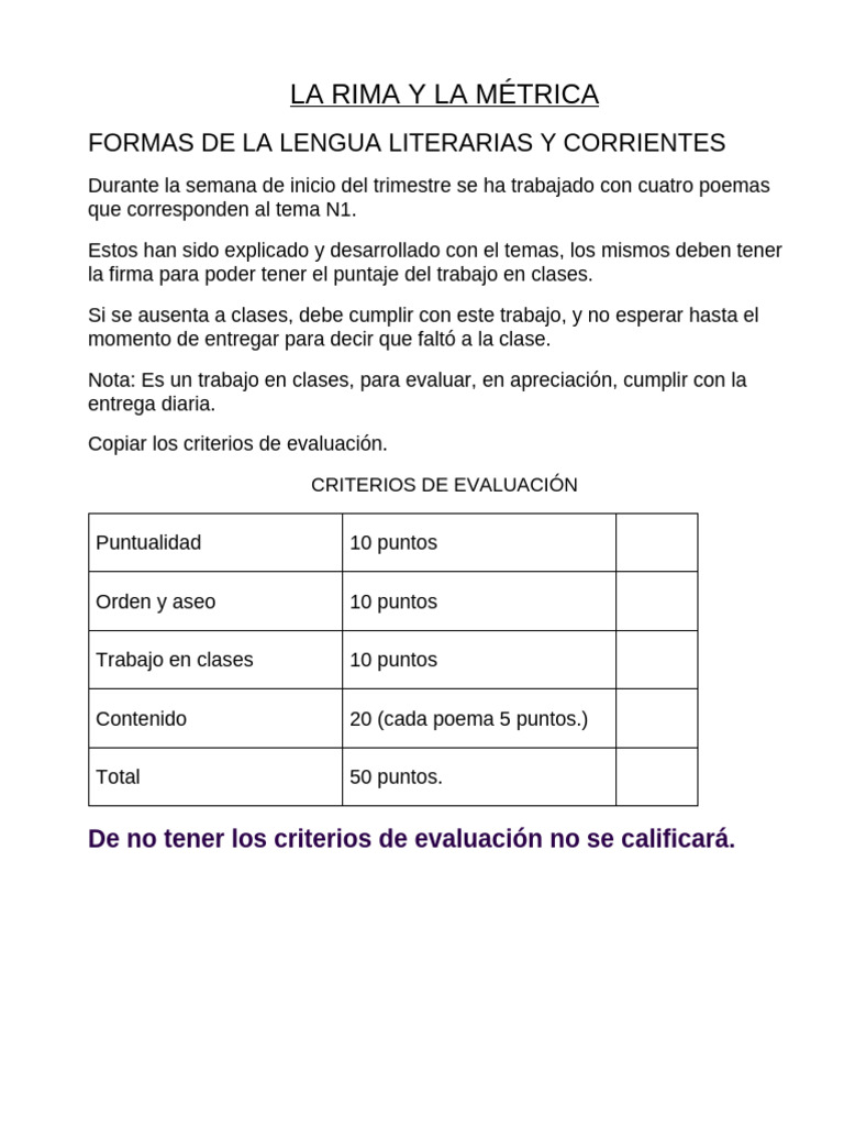 La Rima y La Métrica | PDF