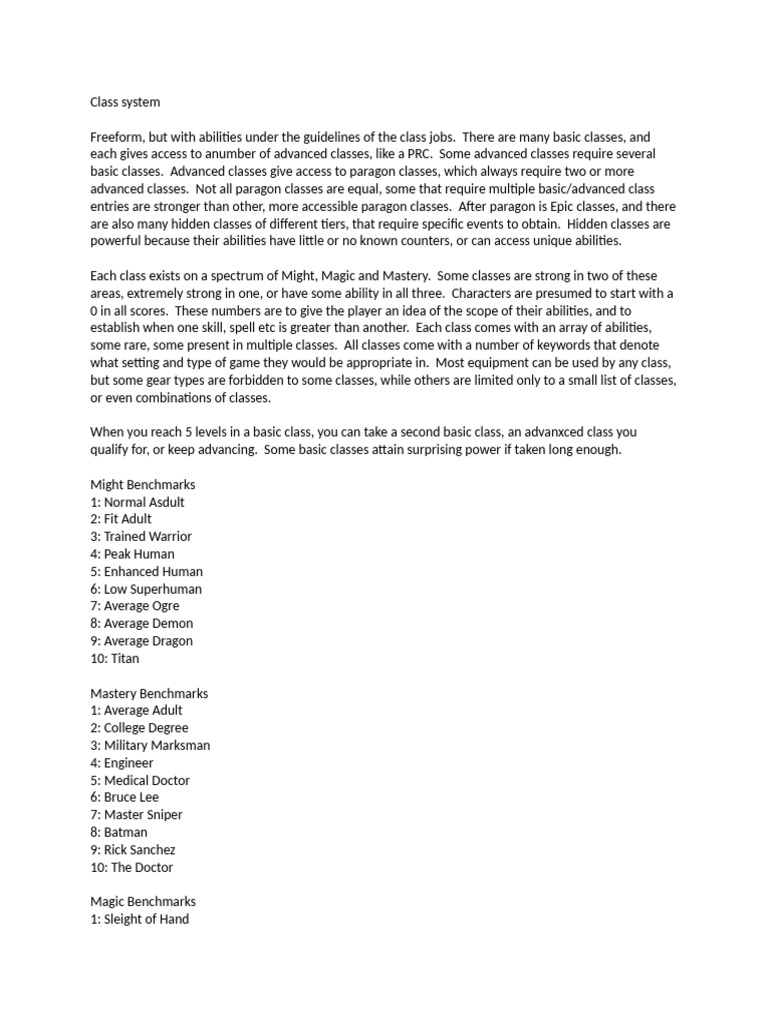 Freeform Homebrew Class System | PDF | Magician (Fantasy)