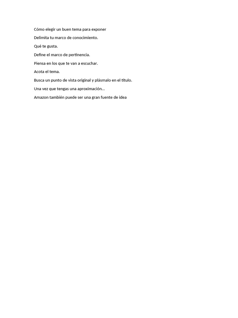 Cómo Elegir Un Buen Tema para Exponer | PDF