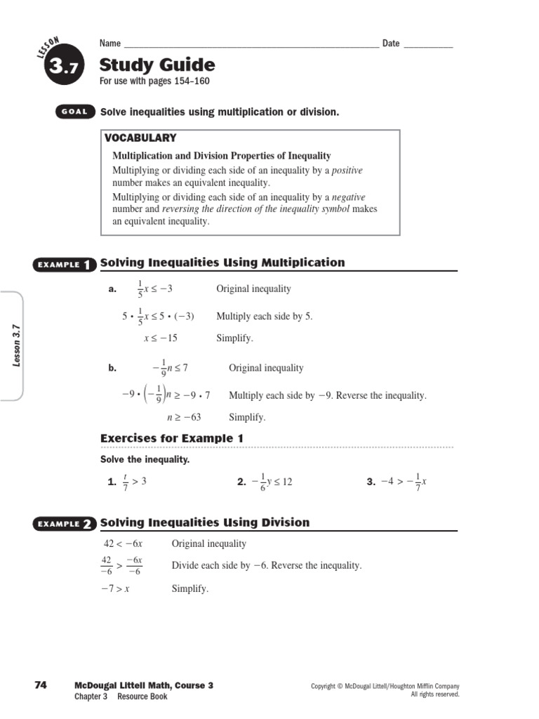 c3 3.7 Study Guide | PDF | Inequality (Mathematics) | Jargon