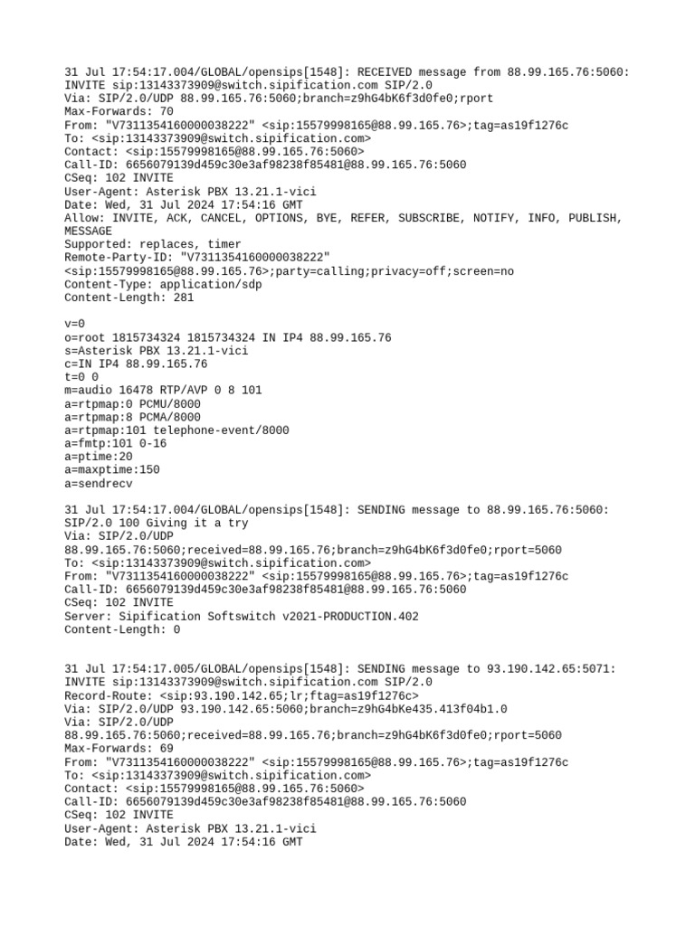Sip-Log-@88 99 165 76 - 5060 | PDF | Session Initiation Protocol ...