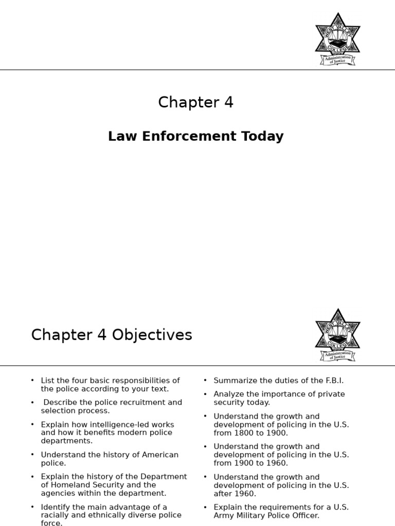 ADMJ001 Week04 Chap04 | PDF | Police | California Highway Patrol