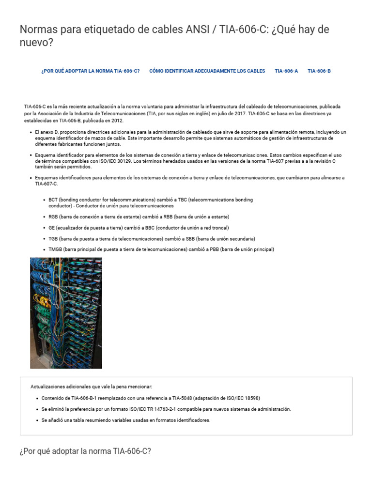 Normativa TIA-606-C para Etiquetado de Cables | PDF ...