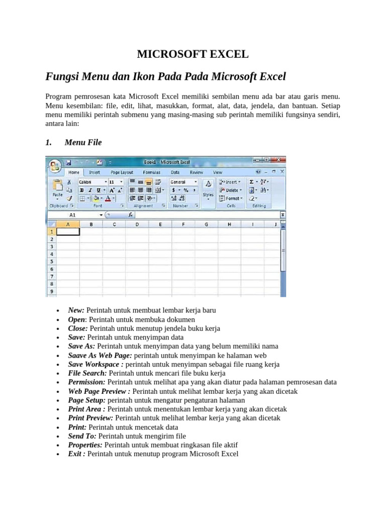 Fungsi Menu dan Ikon di Excel | PDF