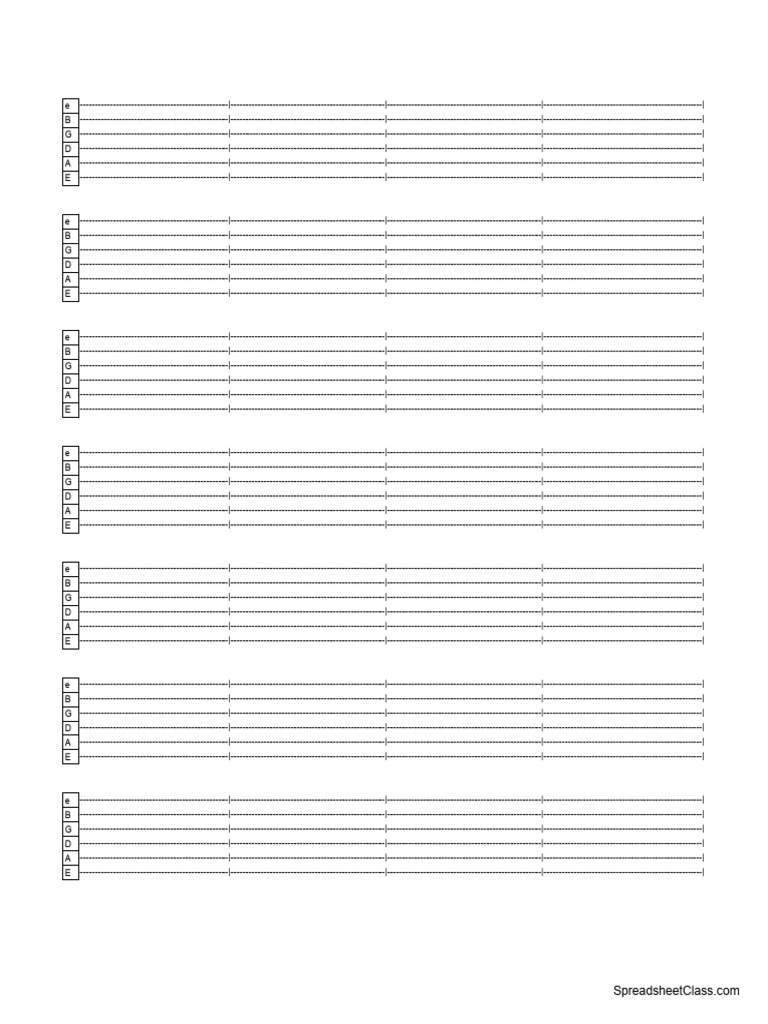 PDF Guitar Tabs Template Portrait and Large Size Updated | PDF