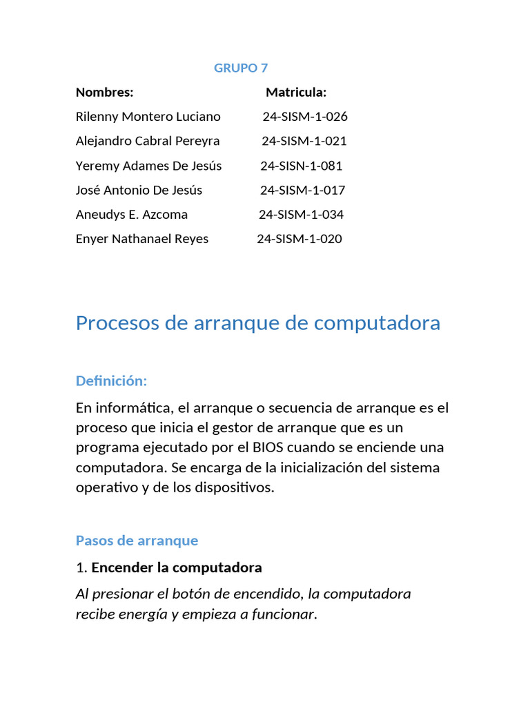 Proceso de Arranque de Computadora | PDF | Arranque | Sistema operativo