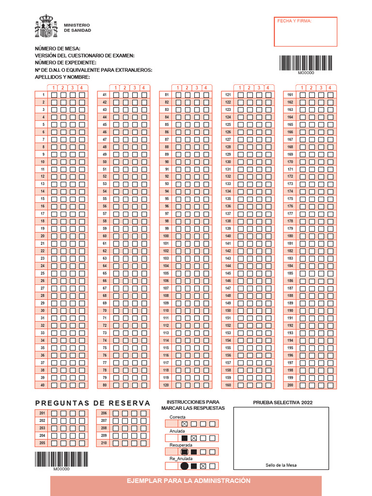 Plantilla de Respuestas Simulacros 2023 | PDF