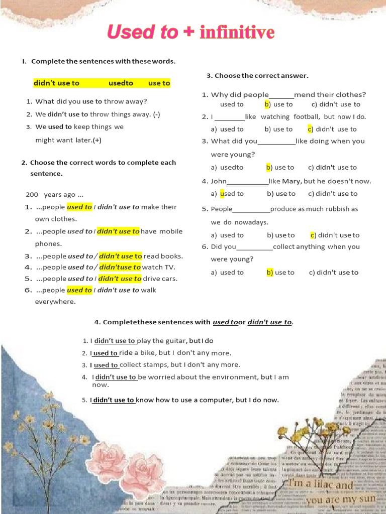 Used To + Infinitive | PDF