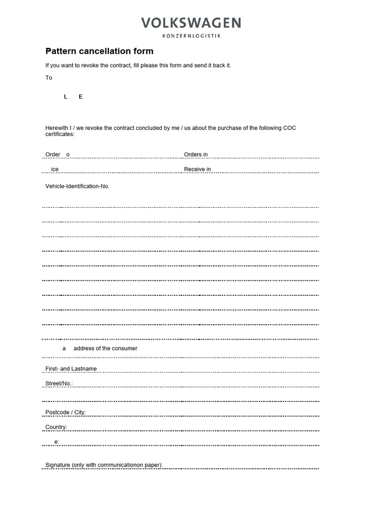 Pattern Cancellation Form | PDF