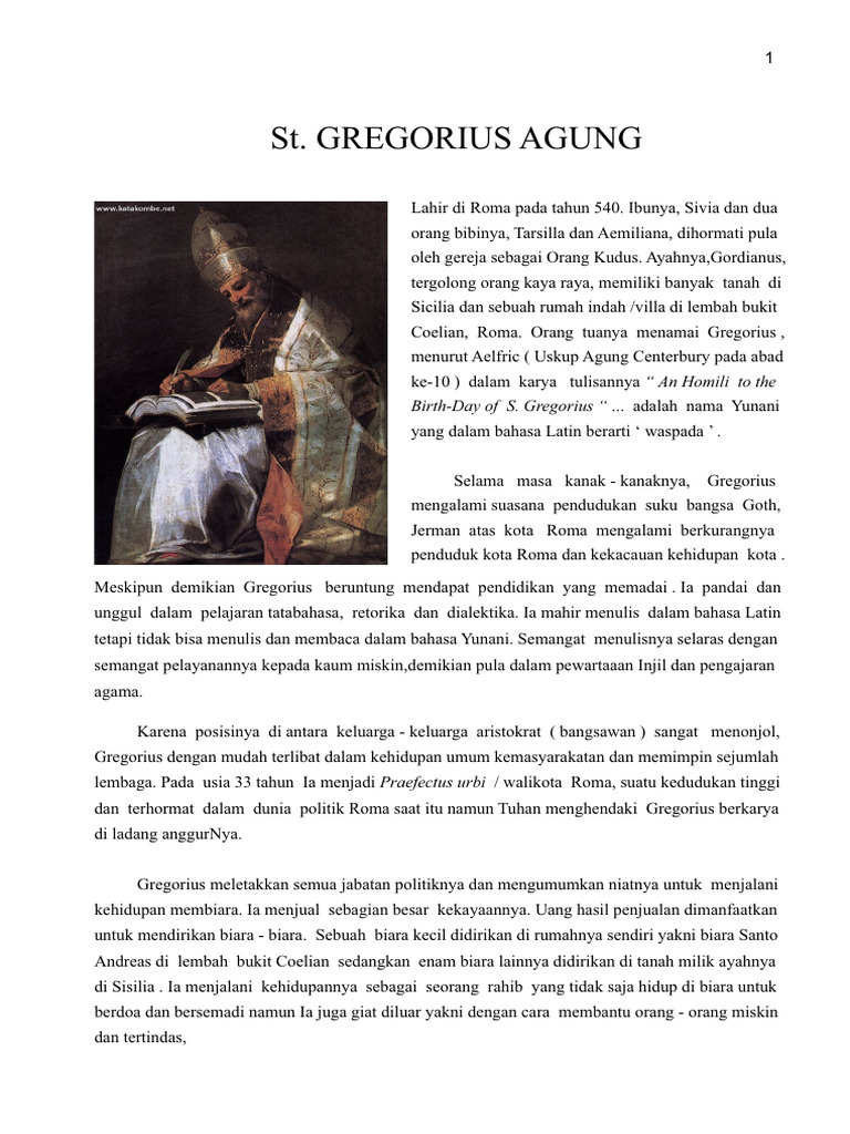 Riwayat St. Gregorius Agung | PDF