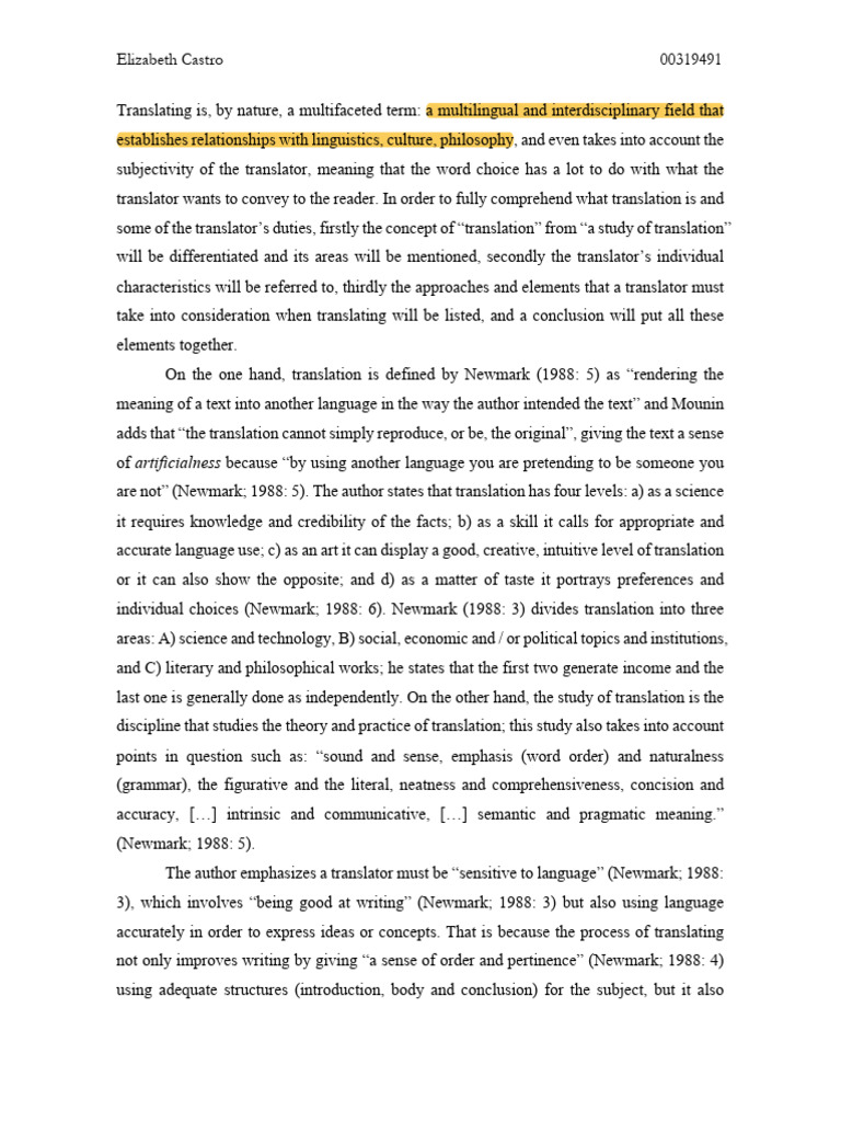 1.1 Essay. An Introduction To Translation Studies | PDF | Translations ...