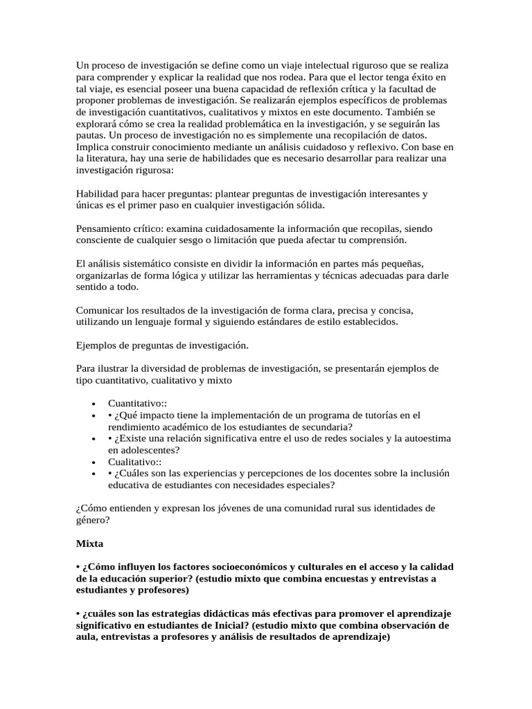 Un Proceso de Investigación Se Define Como Un Viaje Intelectual ...