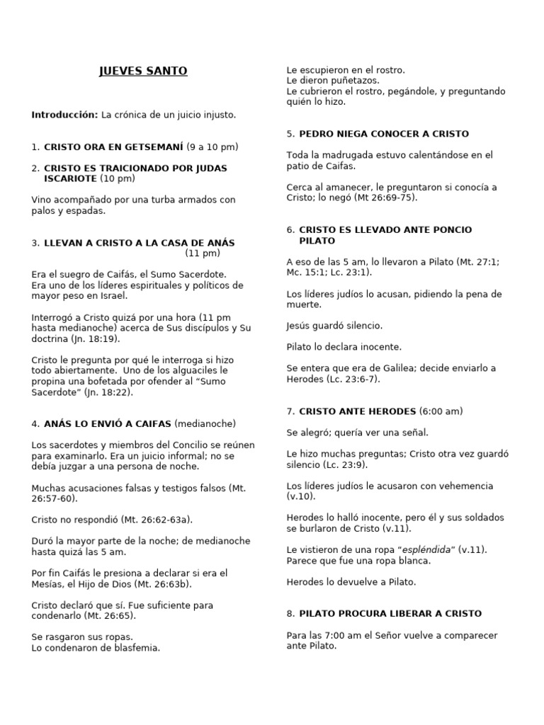 Jueves Santo | PDF | Jesús | Poncio Pilato