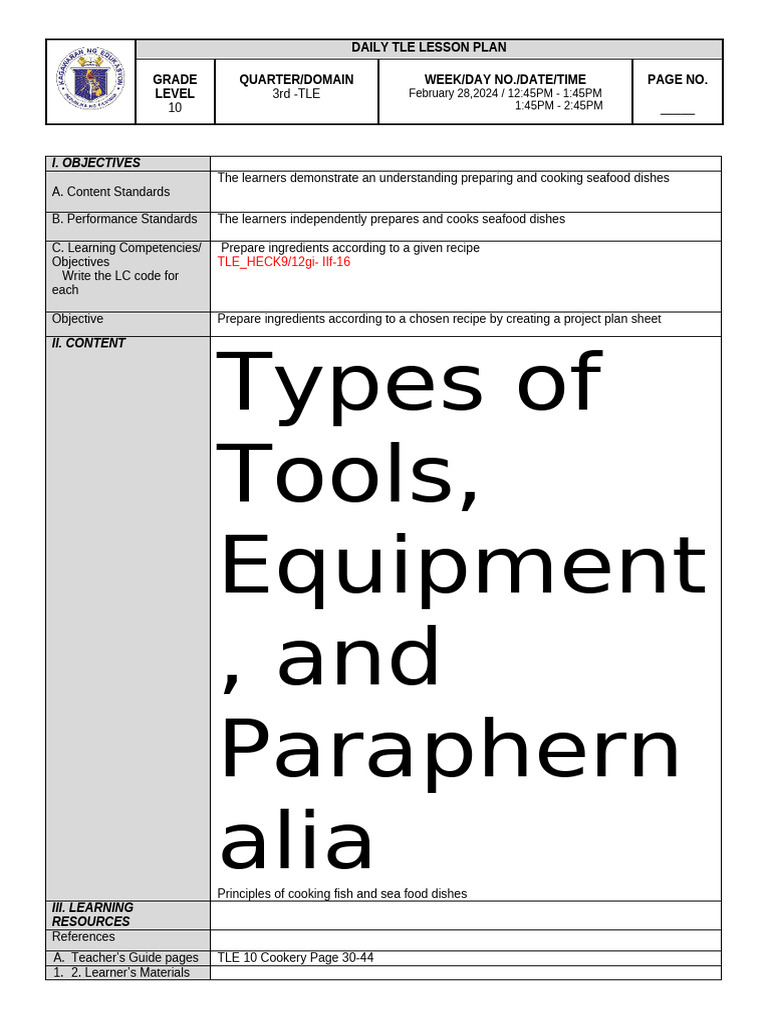 Q2-Lesson-Tle 28 | PDF | Recipe | Lesson Plan