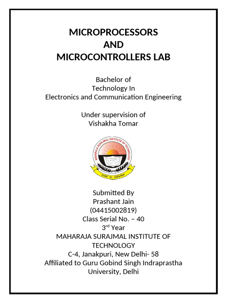 Microprocessors AND Microcontrollers Lab | PDF | Technology & Engineering