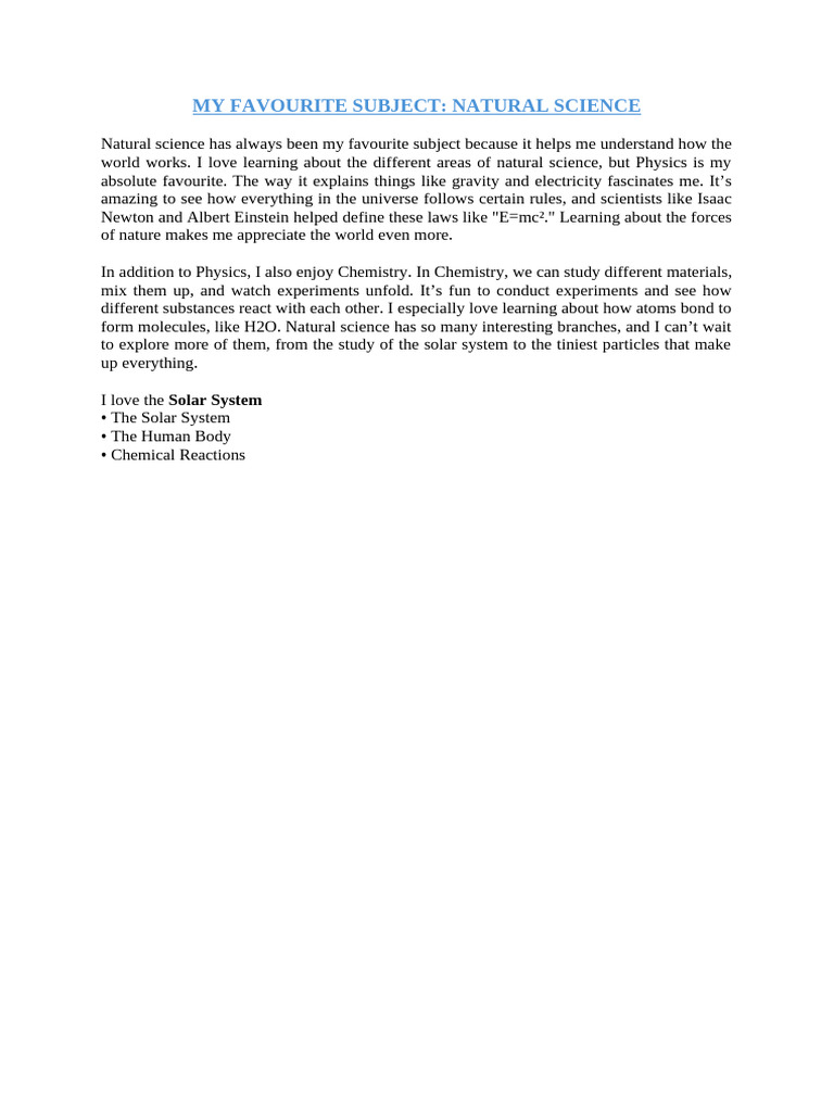 My Fave Subject Science | PDF